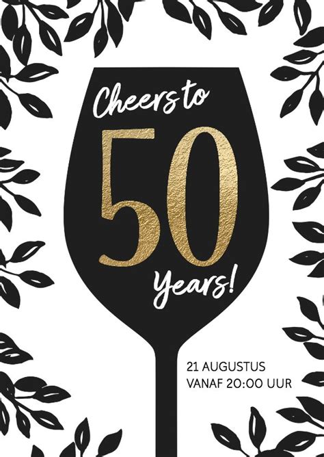 Uitnodiging 50 Jaar Wijnglas Cheers Kaartje2go