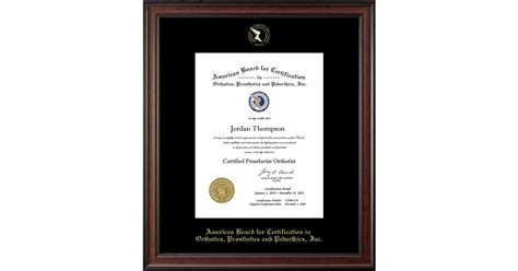 Vertical Gold Embossed Certificate Frame In Studio American Board For