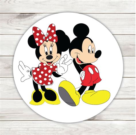 Mickey And Minnie Mouse Round Stickers Mickey And Minnie Etsy