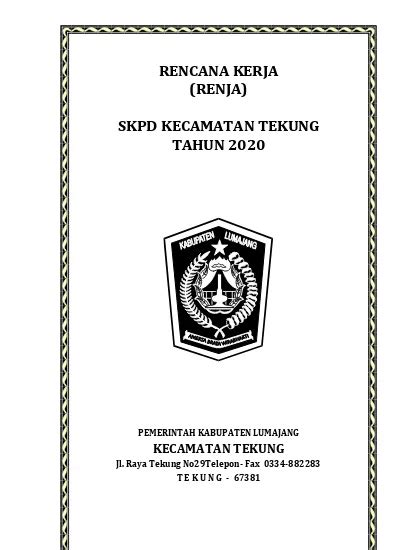 Rencana Kerja Renja Skpd Kecamatan Tekung Tahun