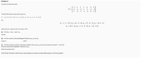 Solved Problem 2 3 Points Consider The Matrix The MATLAB Chegg