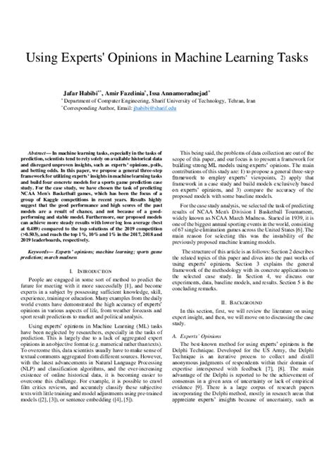 pdf using experts opinions in machine learning tasks issa annamoradnejad