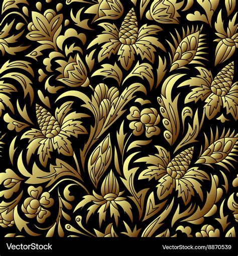 Gold Seamless Pattern Floral Texture Royalty Free Vector