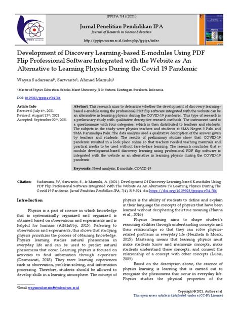 development of discovery learning based e modules using pdf pdf