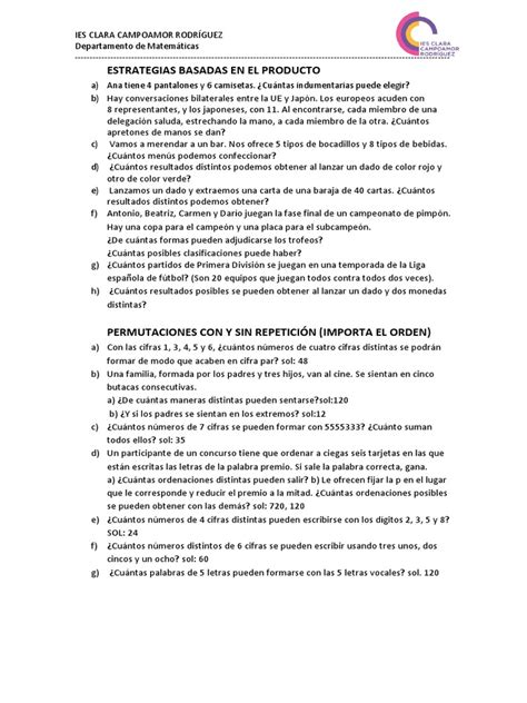 ejercicios de combinatoria con solucion 1 pdf combinatoria