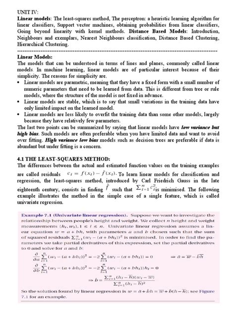 linear models the least squares method the perceptron a heuristic learning algorithm for