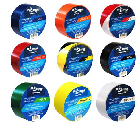 Fita Demarcação de Solo 48mmx30m Plastcor Várias Cores Shopee Brasil
