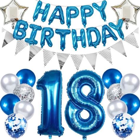 Decoration Anniversaire 18 Ans Garçon Bleu Ballons Anniversaire Garçon