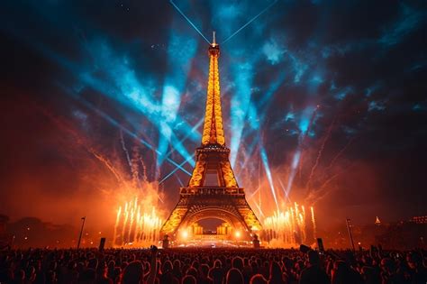La Torre Eiffel Illumina La Notte Della Cerimonia Di Apertura Delle