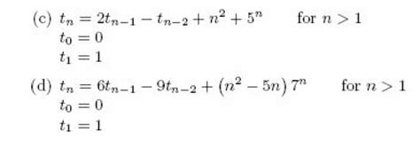 solved solve the following recurrence equation using the