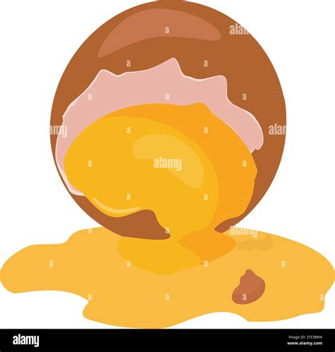Broken Eggshell Icon Cartoon Vector Chicken Food Egg Stock Vector