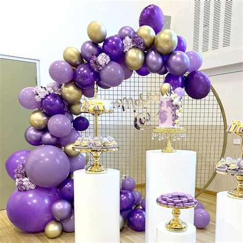 134pcs Purple Balloon Garland Kit Dark Purple Gold Arch Etsy