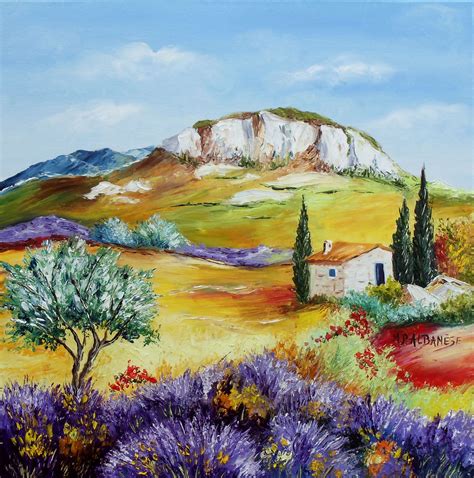 Paysage du Lubéron Peinture paysage Paysage au pastel sec Peinture