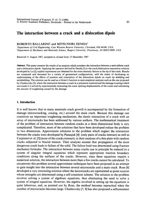 pdf the interaction between a crack and a dislocation dipole
