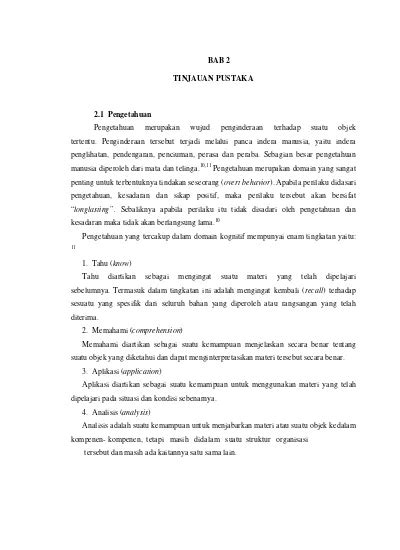 BAB 2 TINJAUAN PUSTAKA 2 1 Pengetahuan Pengetahuan Pasien Yang