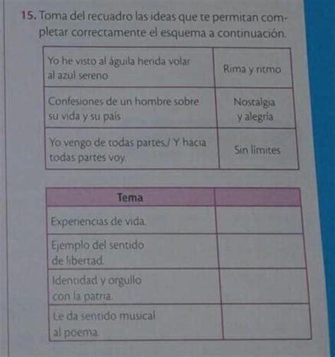 15 Toma Del Recuadro Las Ideas Que Te Permitan Completar Correctamente