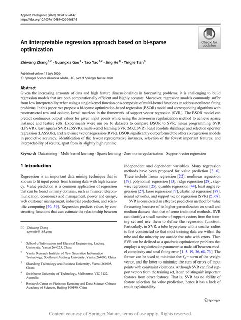 an interpretable regression approach based on bi sparse optimization request pdf