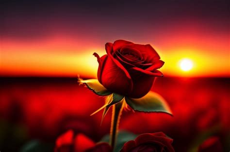 Rosas vermelhas nos papéis de parede do pôr do sol Foto Grátis