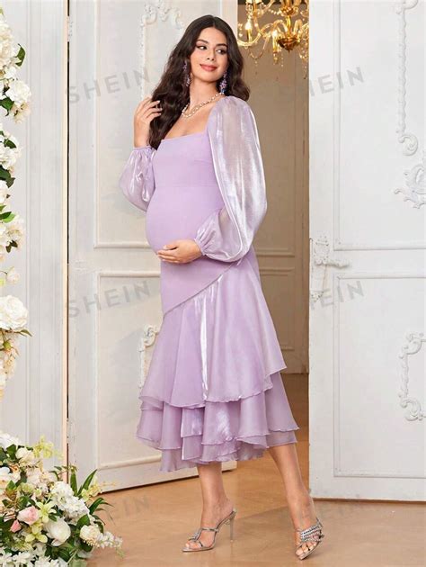 SHEIN Vestido De Maternidad Elegante Y Maduro Con Cuello Cuadrado