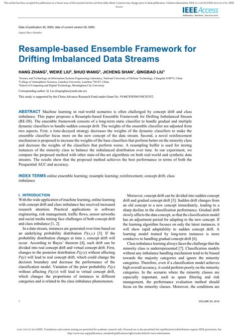 pdf resample based ensemble framework for drifting imbalanced data streams