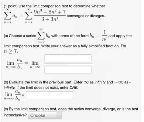 solved 1 point use the limit comparison test to determine