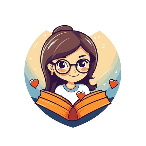 Una niña linda leyendo un libro ilustración vectorial al estilo de