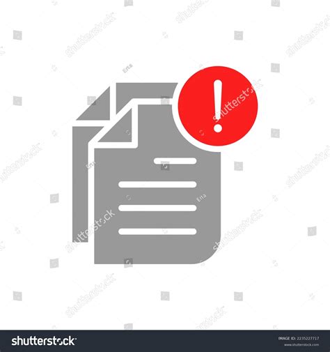 document exclamation mark file error notification stock vector royalty free 2235227717