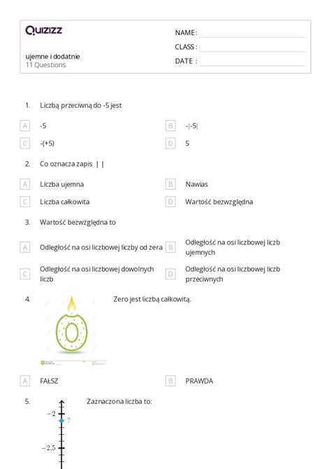Ponad Liczby Ca Kowite I Wymierne Arkuszy Roboczych Dla Klasa W