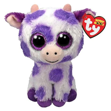 TY Beanie Boos ETHEL The Purple White Cow Glitter Eyes Regular