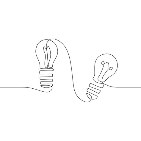 Premium Vector Light Bulb Symbol Idea Continuous Drawing Single Line Art