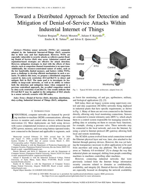 pdf toward a distributed approach for detection and mitigation of denial of service attacks