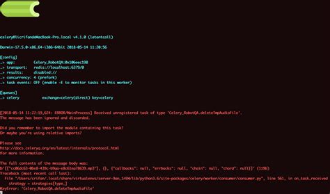 Celery Task Flask Error Mainprocess Received Unregistered