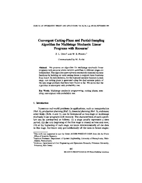 pdf inexact cutting planes for two stage mixed integer stochastic programs ward romeijnders