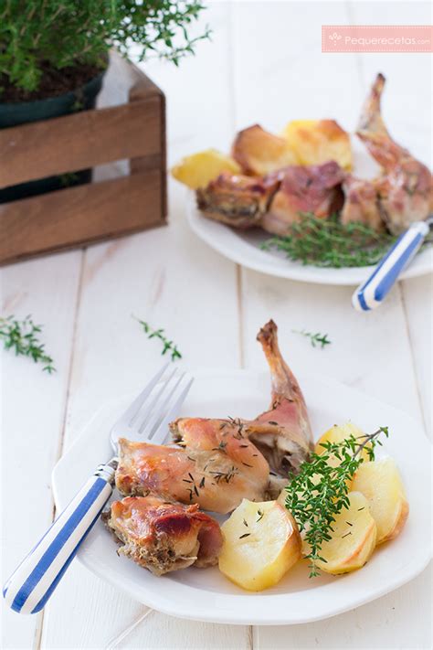 Conejo al horno con patatas receta fácil de conejo asado PequeRecetas