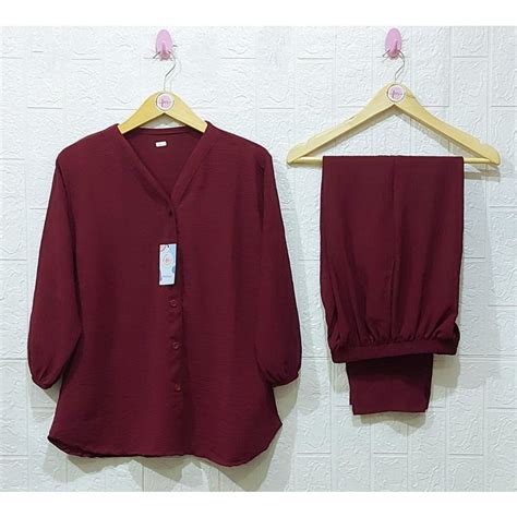 Jual ONE SET RAYON CRINKLE AIRFLOW SETELAN SETELAN RAYON CRINKLE