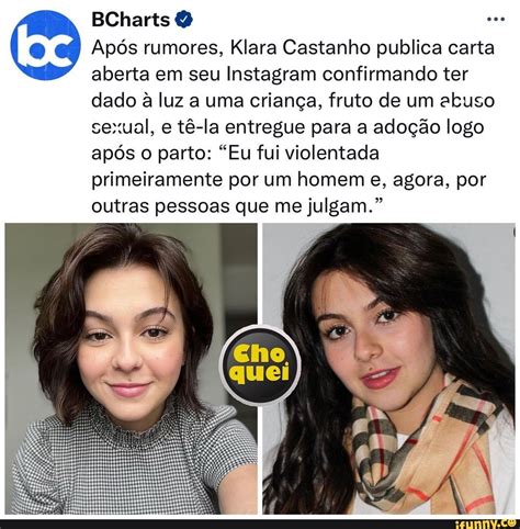 BCharts Após rumores Klara Castanho publica carta aberta em seu