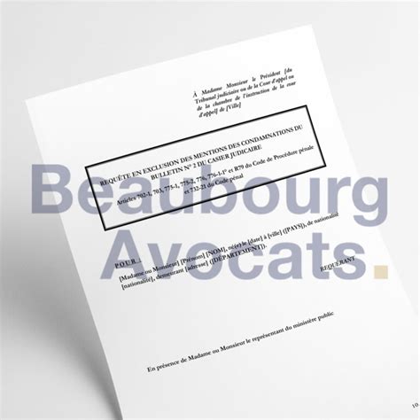 Modèle de lettre en effacement du casier judiciaire B2 et B3