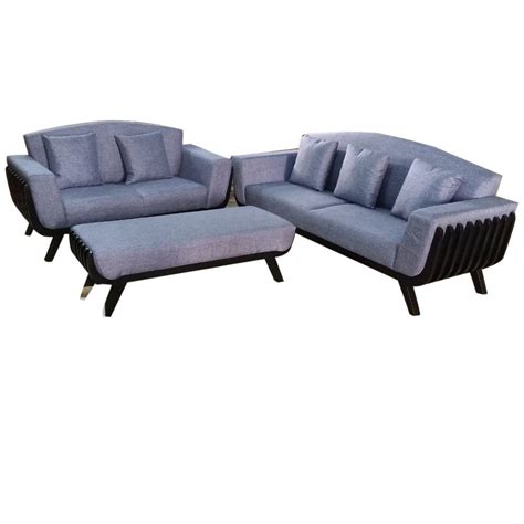 Sky Blue 5 Seater Living Room Teak Wood Sofa Set At Rs 40000 Set In