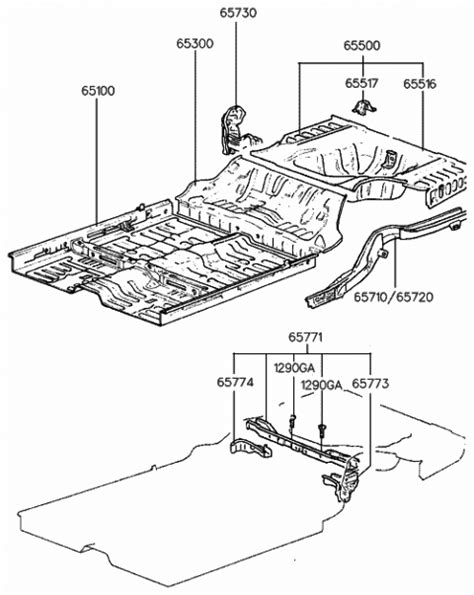 65501 33310 Genuine Hyundai Panel Complete Rear Floor