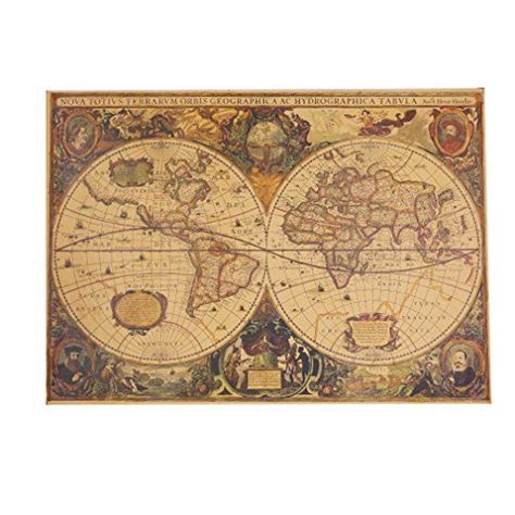 LIXIAQ1 Papier Kraft Rectangle Vintage Carte Du Monde Globe Vieux Monde