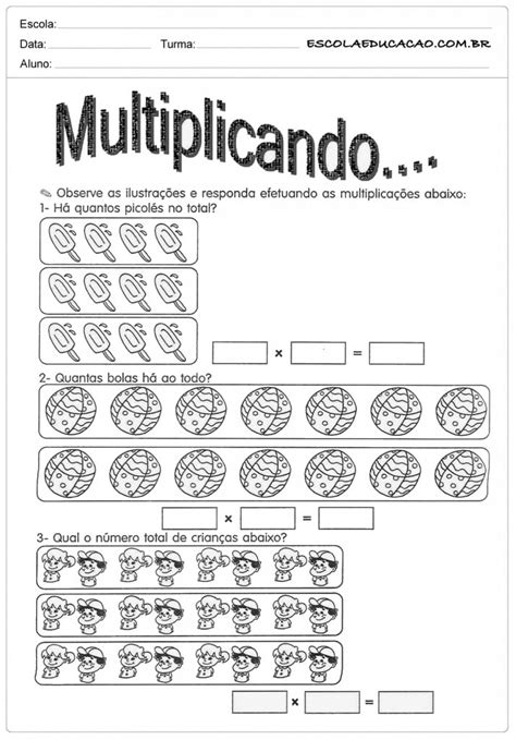 Atividades de Multiplicação 3º ano Para Imprimir