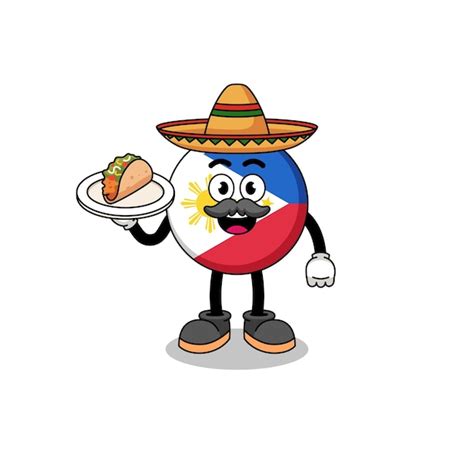 Personaje De Dibujos Animados De La Bandera De Filipinas Como Chef