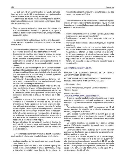 PDF PUNCIÓN CON ECOGRAFÍA DIRIGIDA DE LA FÍSTULA ARTERIO VENOSA