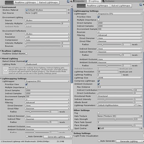 render a scene on unity lightmapping setting baking real time vfx