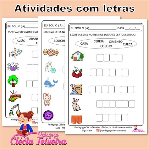 Atividades de alfabetização escrita de palavras Clécia Teixeira