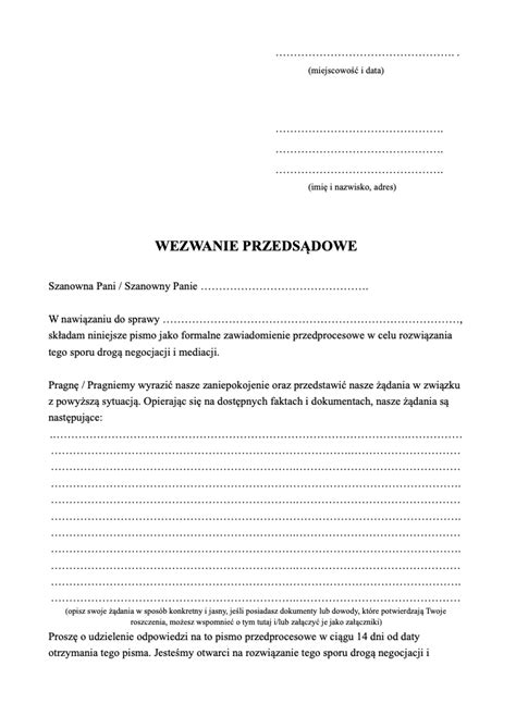 Pismo Przedprocesowe Wz R Wzory Pisma Pl