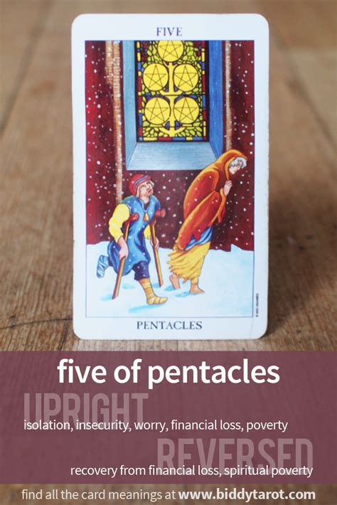 Five Of Pentacles Tarot Card Meanings Biddy Tarot Pentacles Tarot