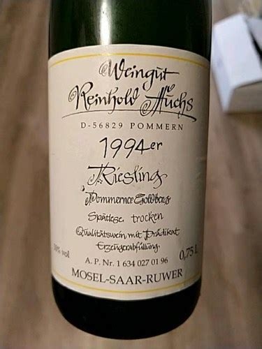 Weingut Reinhold Fuchs Pommerner Goldberg Riesling Spätlese Trocken