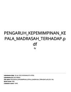 PENGARUH KEPEMIMPINAN KEPALA MADRASAH TERHADAP KINERJA GURU DI MADRASAH