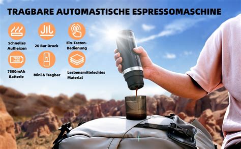 Amazon De Tragbare Akku Kaffeemaschine Mit Selbstaufheizend In 3 4